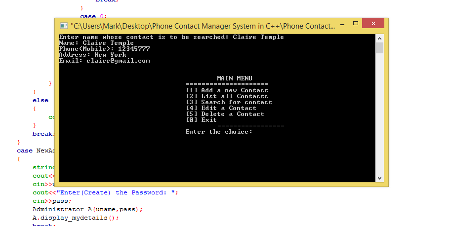 Phone Contact Manager System in C++ with Source Code | SourceCodester